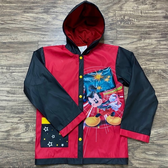 Disney | Jackets & Coats | Walt Disney Mickey Mouse Red And Black Snap ...